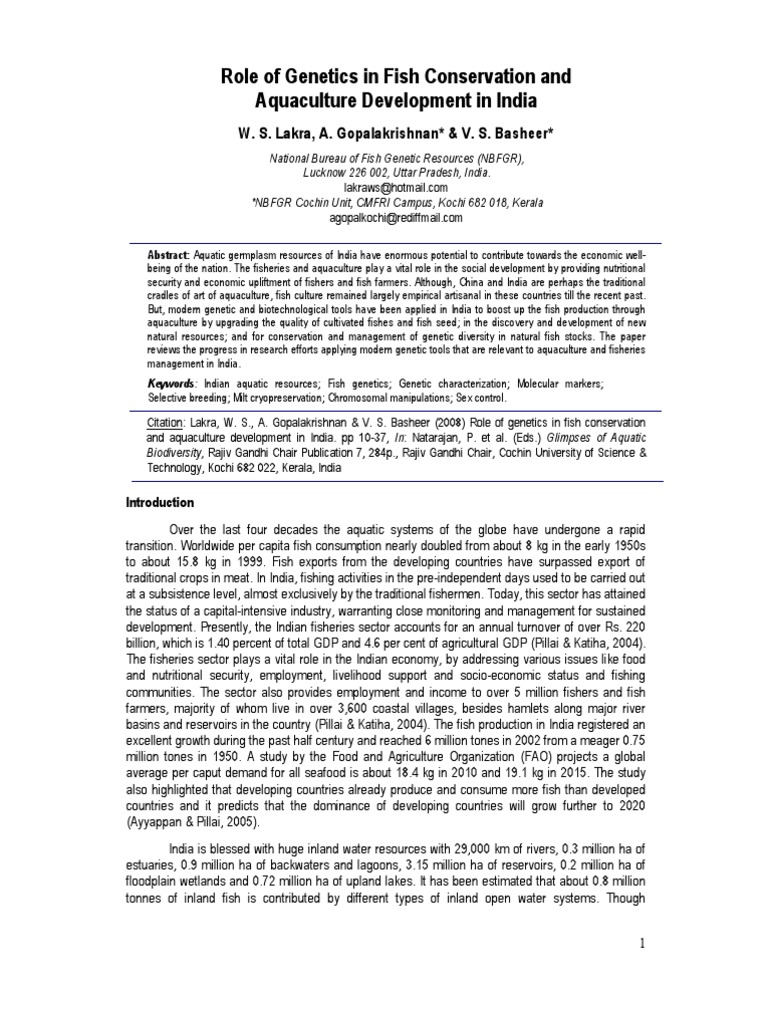 Genetics in Indian Fish Conservation | PDF | Genetic Marker ...