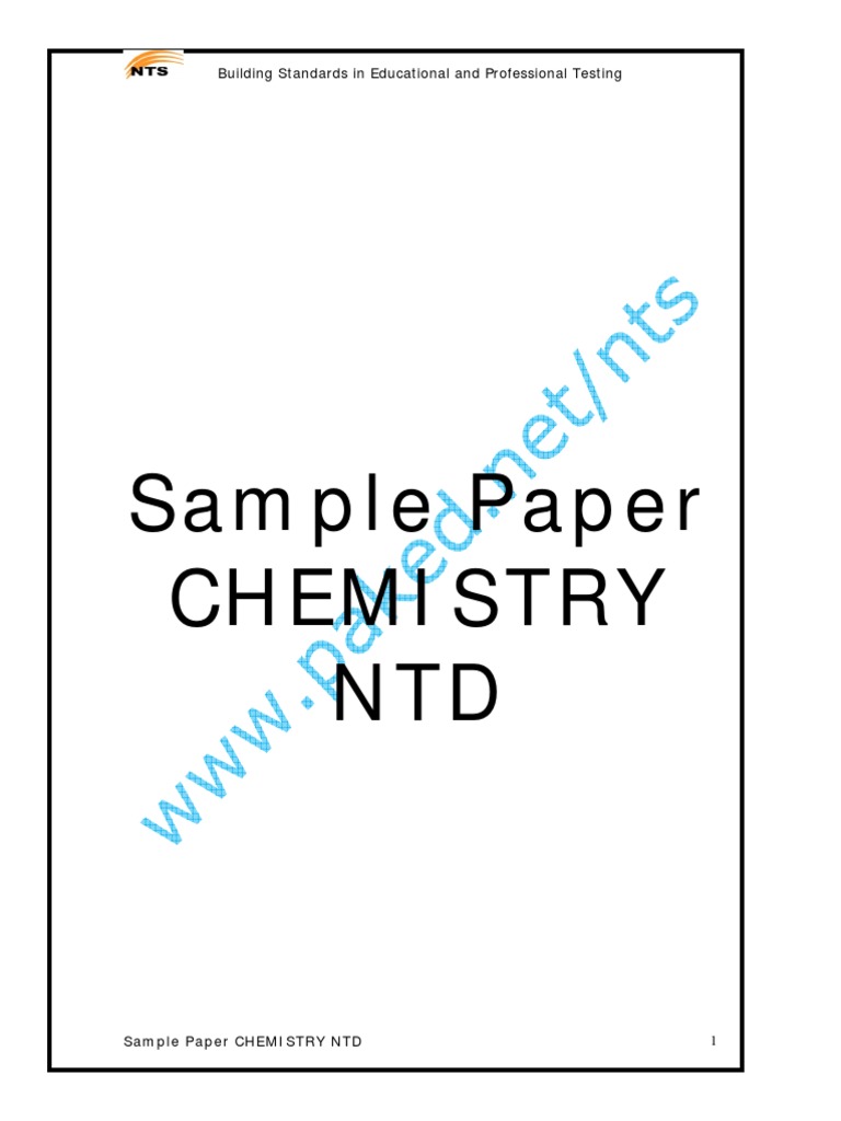 Sample Paper Chemistry NTD: Building Standards in Educational and ...