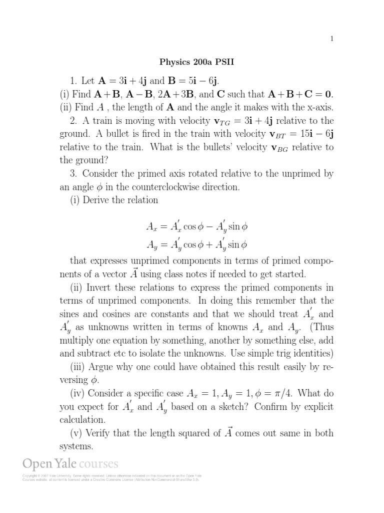 Problem Set 2 Pdf Trigonometric Functions Euclidean Vector