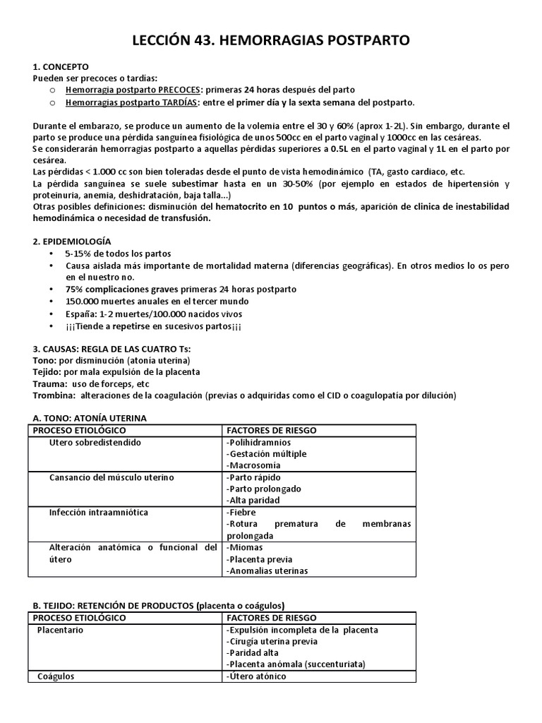 Hemorragias Postparto | PDF | Parto | Coagulación