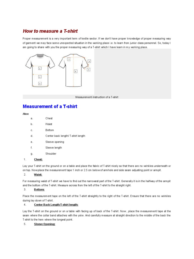 How To Measure A T Shirt | PDF
