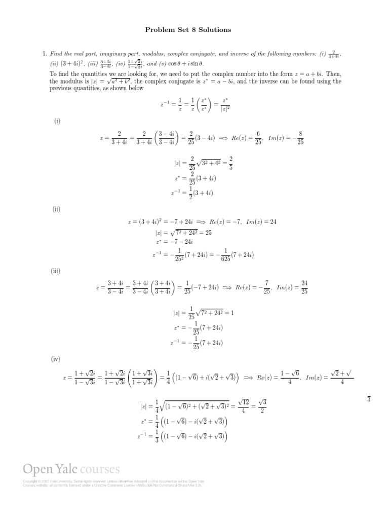 Problem Set 8 Solutions | PDF | Trigonometric Functions | Sine