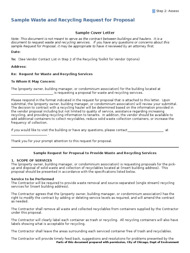 Sample Waste and Recycling Request For Proposal | PDF | General ...