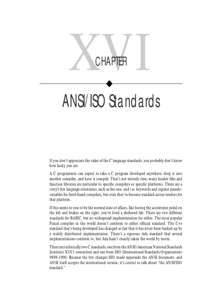 16 - ANSI-ISO Standards PDF | PDF | C (Programming Language ...