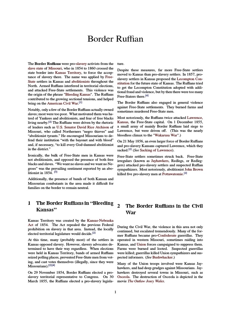 Border Ruffian | PDF | American Civil War | Politics Of The United States