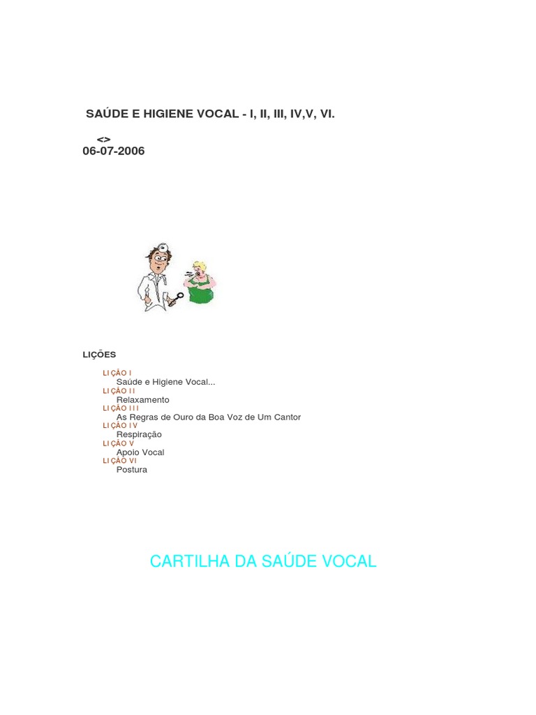 Saúde e Higiene Vocal | PDF | Canto | Voz humana