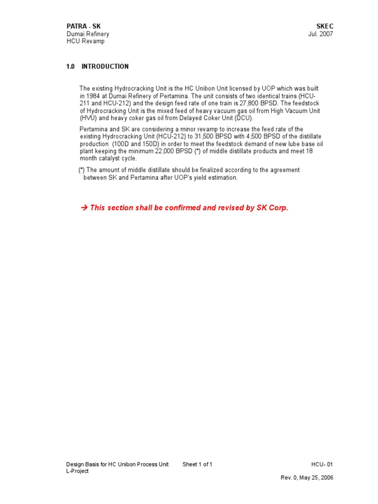 Dumai Refinery HCU Revamp Proposal | PDF | Technology & Engineering