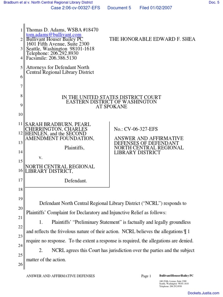 Bradburn Et Al v. North Central Regional Library District - Document No ...