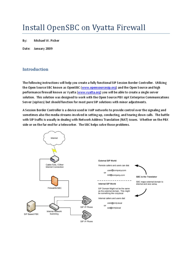 Install OpenSBC On Vyatta Firewall | PDF | Session Initiation Protocol | Voice Over Ip
