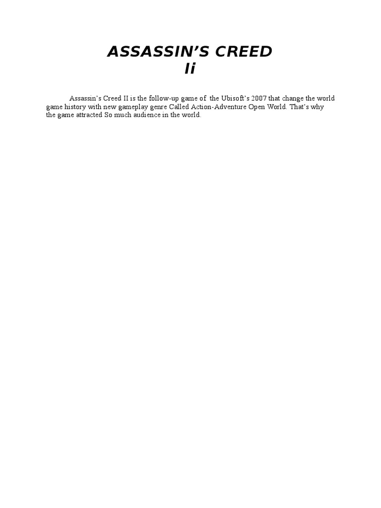 Assassin's Creed II: Game Overview | PDF
