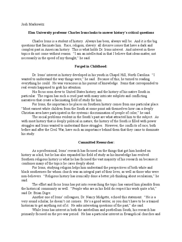 Charles Irons Personality Profile | PDF | Teaching Method | Teachers
