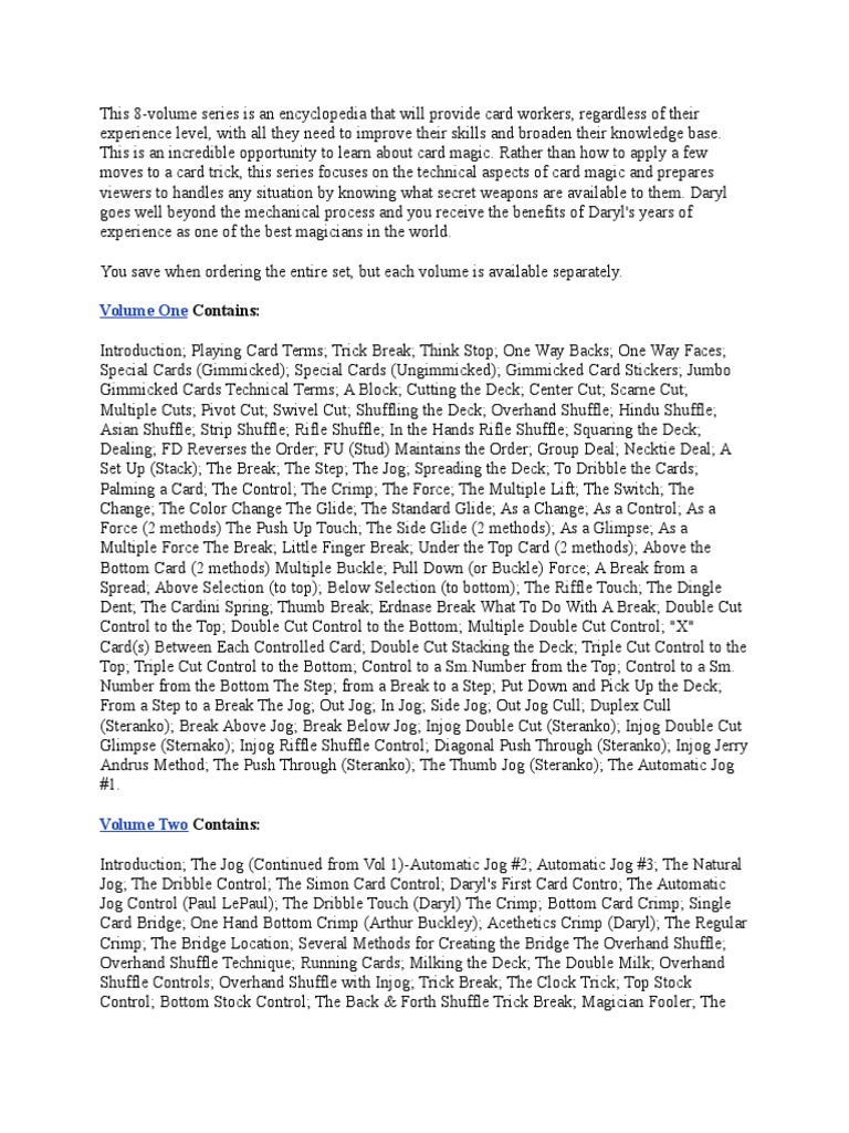 Daryl Encyclopedia of Card Magic | PDF | Playing Cards | Gaming