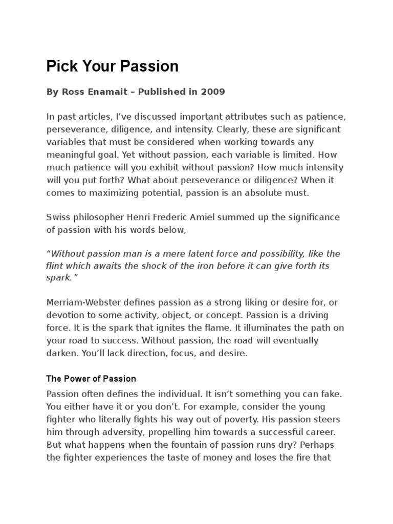 Pick Your Passion PT 1 | PDF