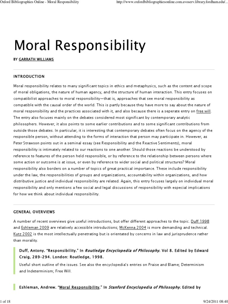 Moral Responsibility | PDF | Free Will | David Hume