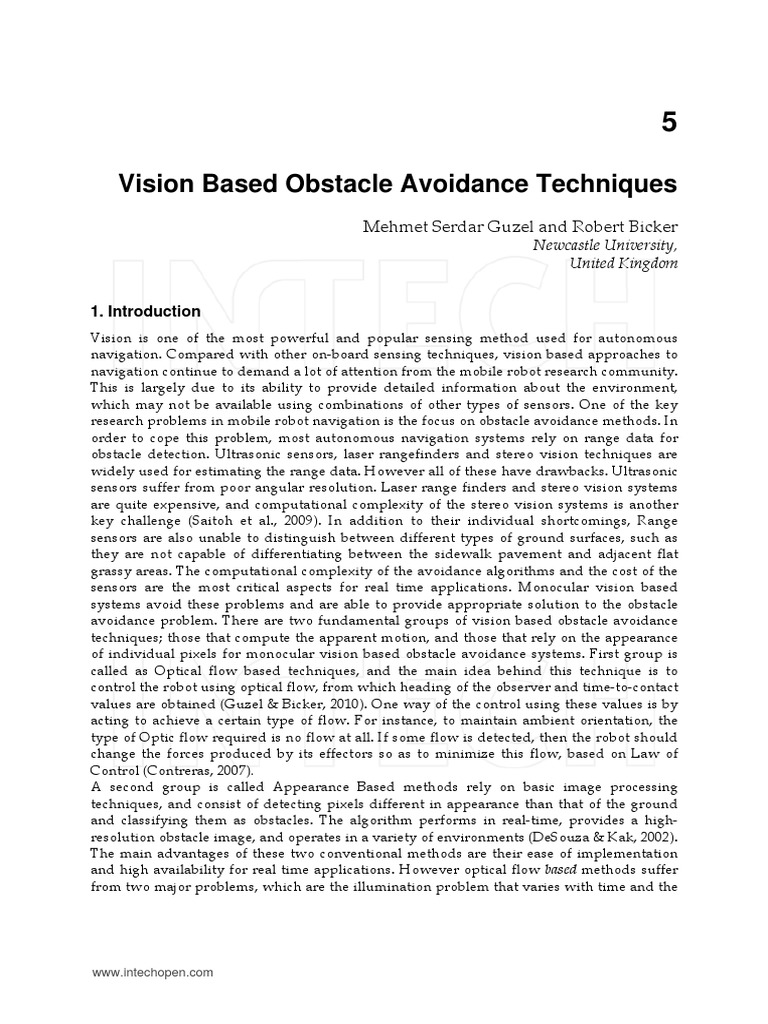 Vision Based Obstacle Avoidance Techniques | PDF | Fuzzy Logic | Artificial Intelligence