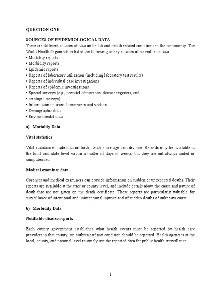 Sources of Epidemiological Data Boaz | Download Free PDF ...