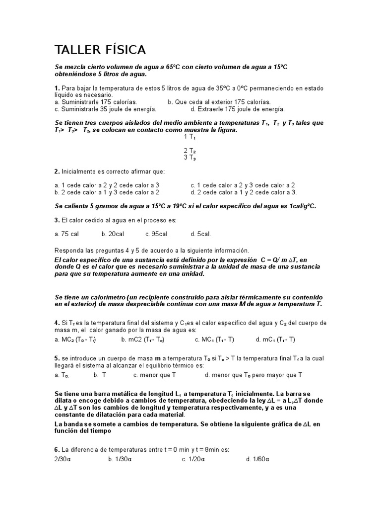 Preguntas Tipo ICFES FISICA | PDF | Calor | Temperatura