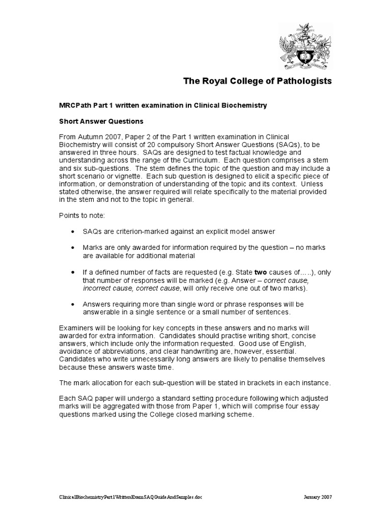 Clinical Biochemistry Exam Guide | PDF | Renal Function | Creatinine