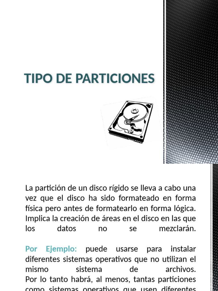 Tipo de Particiones | PDF | Archivo de computadora | Sistema de archivos