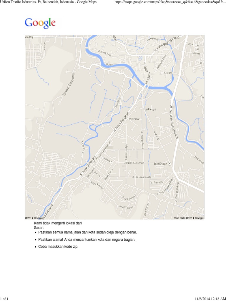Unilon Textile Industries. PT, Baleendah, Indonesia - Google Maps | PDF