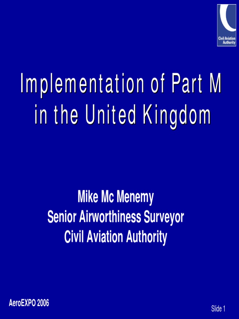 Overview of Part M Implementation | PDF | Aviation | Aeronautics