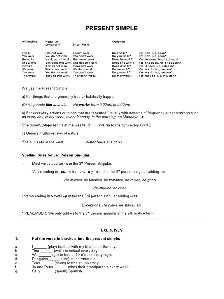 Grammar - Present Simple | PDF | Language Arts & Discipline