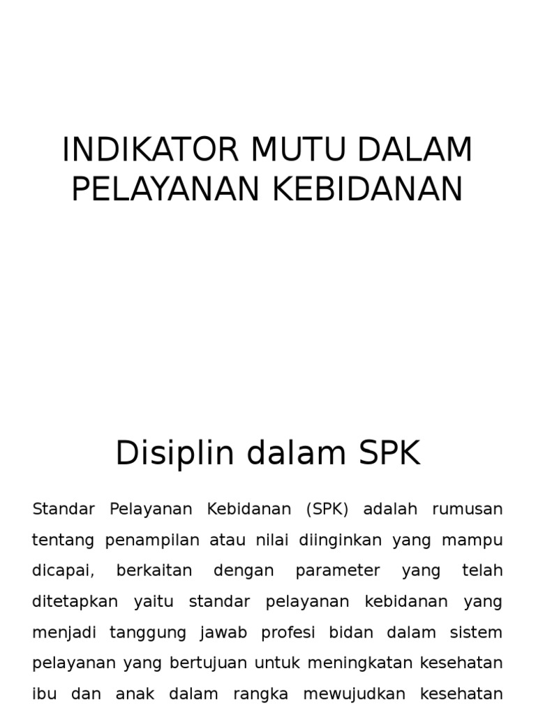 Indikator Mutu Dalam Pelayanan Kebidanan | PDF