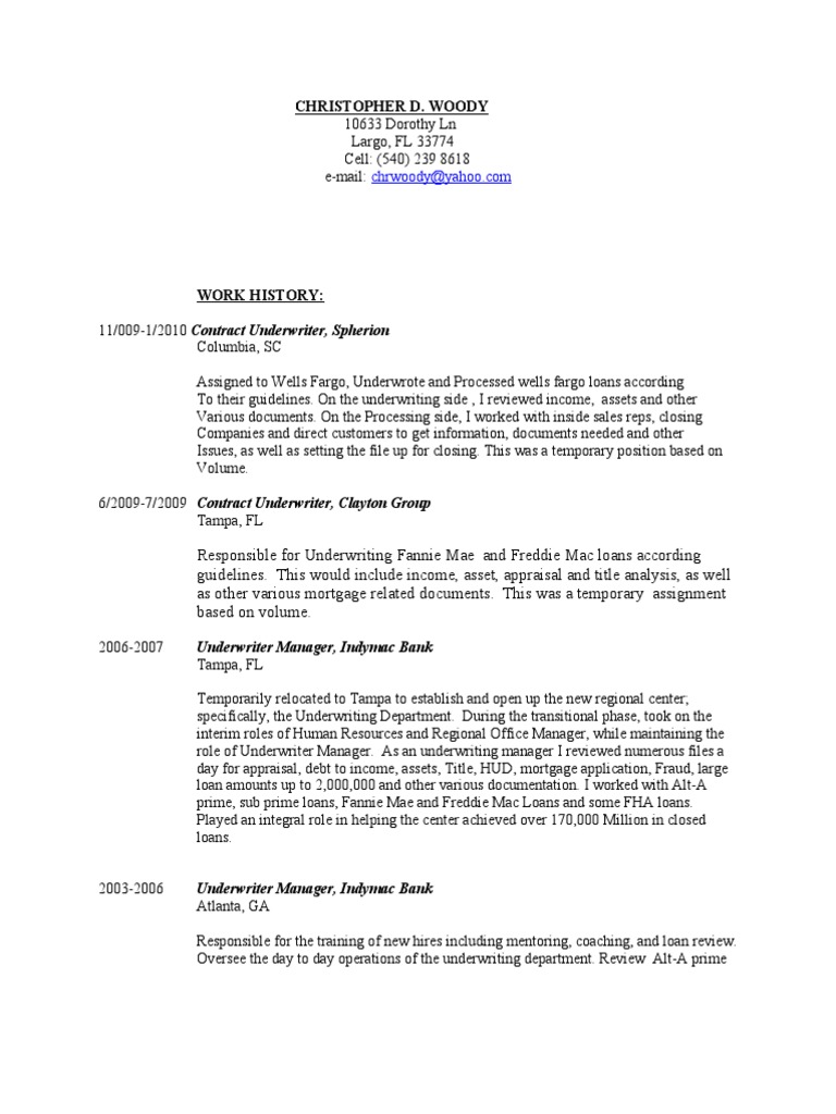 Chris Resume Feb 2010 | Alt A | Economy Of The United States