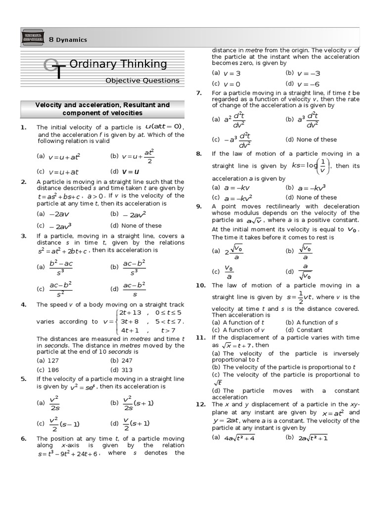 Dynamics Questions | PDF | Acceleration | Mass
