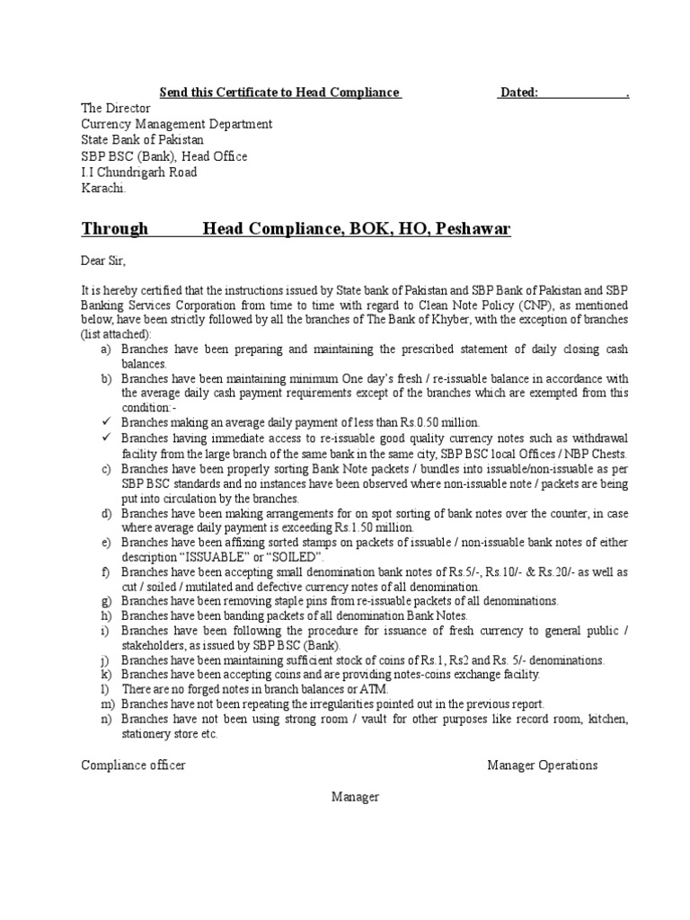 SBP Clean Note Policy Compliance Report | PDF | Banknote | Currency