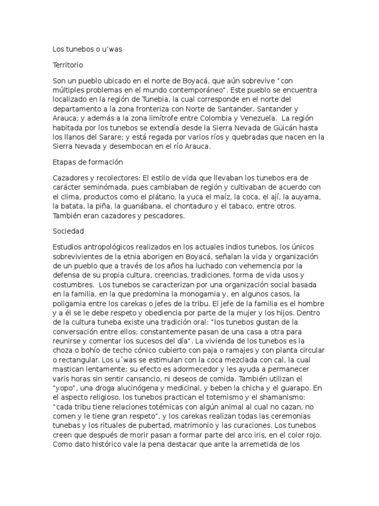 Los Tunebos o UWA | PDF | Antropología | Religión y creencia