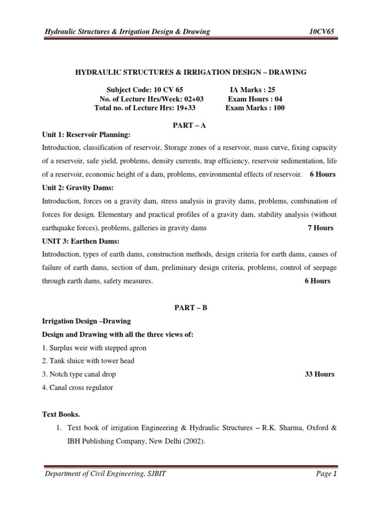 Civil-Vi-Hydraulic Structures and Irrigation Design-Drawin (10CV65 ...