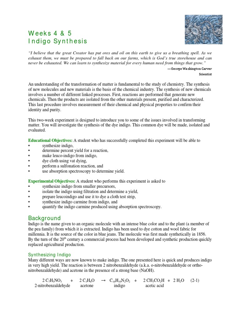Indigo Synthesis | PDF | Sodium Hydroxide | Acid