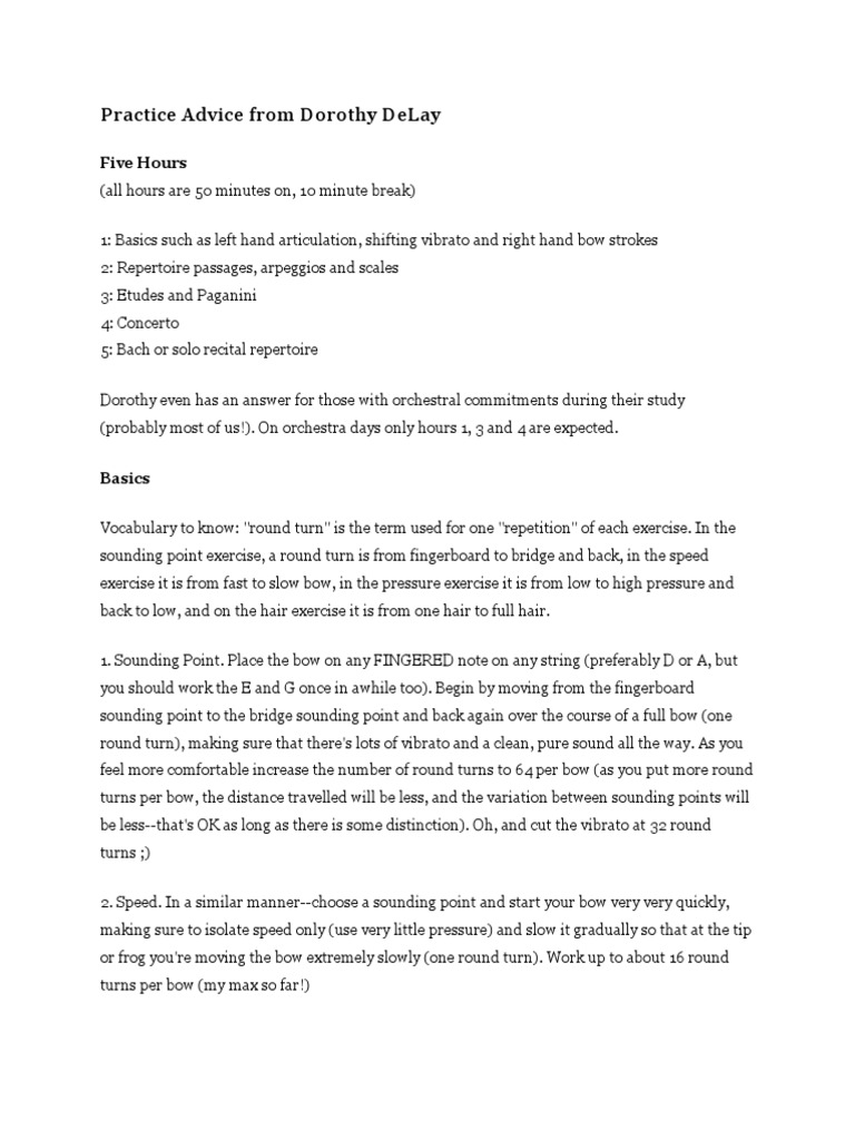 Dorothy DeLay's Violin Practice Guide | PDF | Violin | Musical Compositions