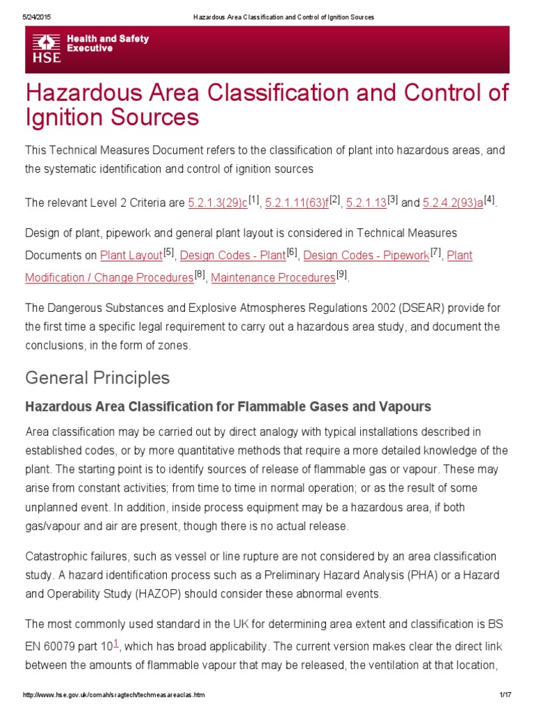 Hazardous Area Classification and Control of Ignition Sources | PDF ...