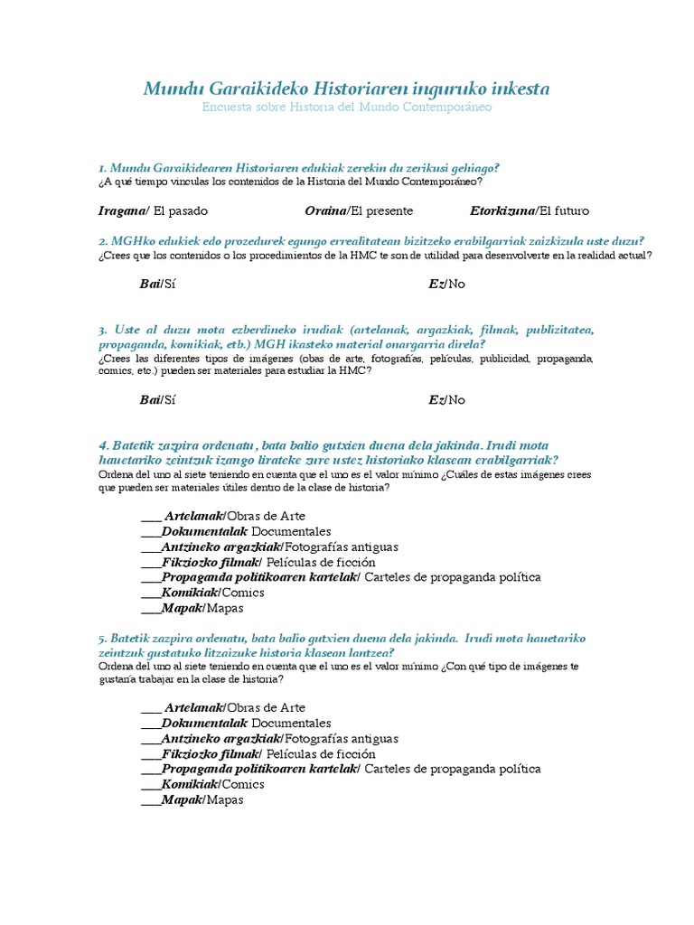 Encuesta sobre Historia Contemporánea | PDF