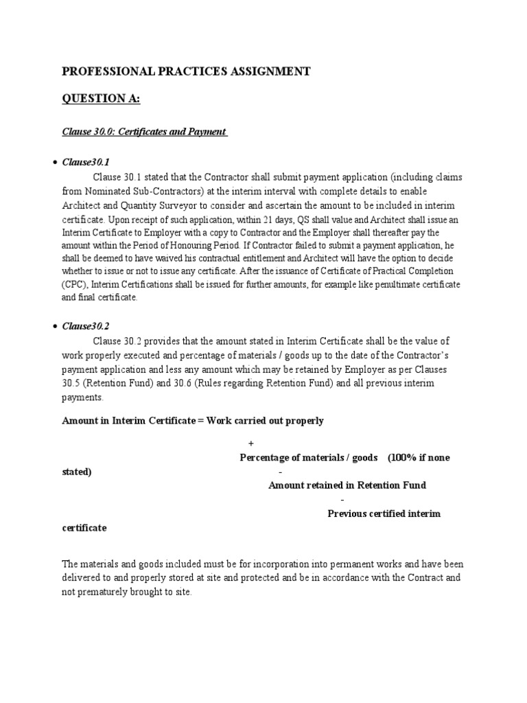 PAM FORM CLAUSE 30 | Architect | Private Law