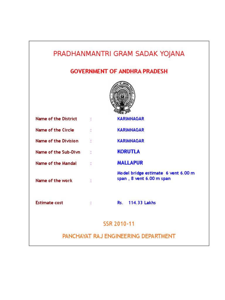 Model Minor Bridge Estimate | PDF | Road Surface | Concrete