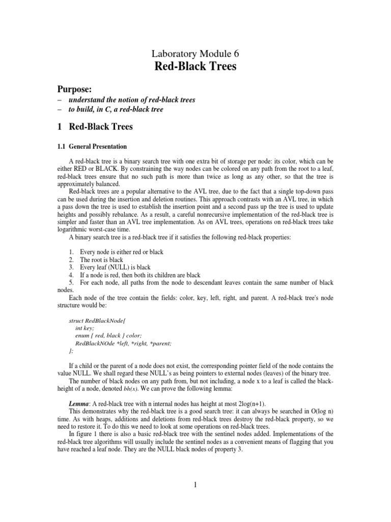 Red-Black Trees: Laboratory Module 6 | Download Free PDF | Applied Mathematics | Algorithms And ...