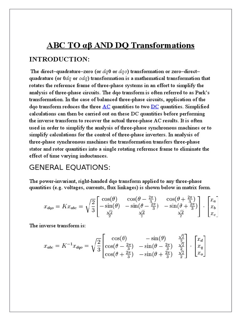 ABC TO DQ | Mechanics | Electromagnetism