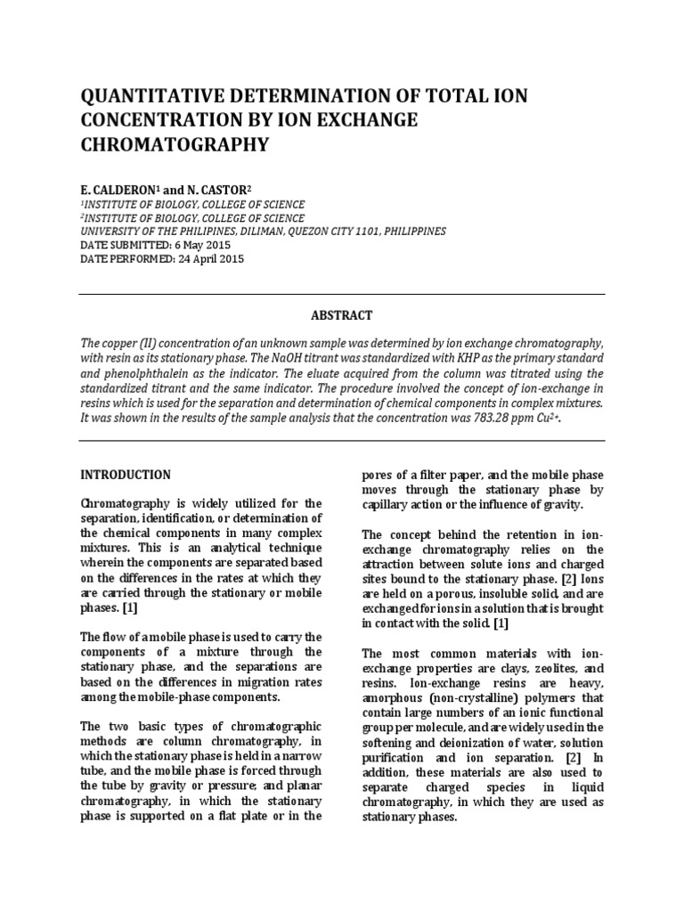 Chem 26.1 FR E12 | PDF | Ion Exchange | Chromatography