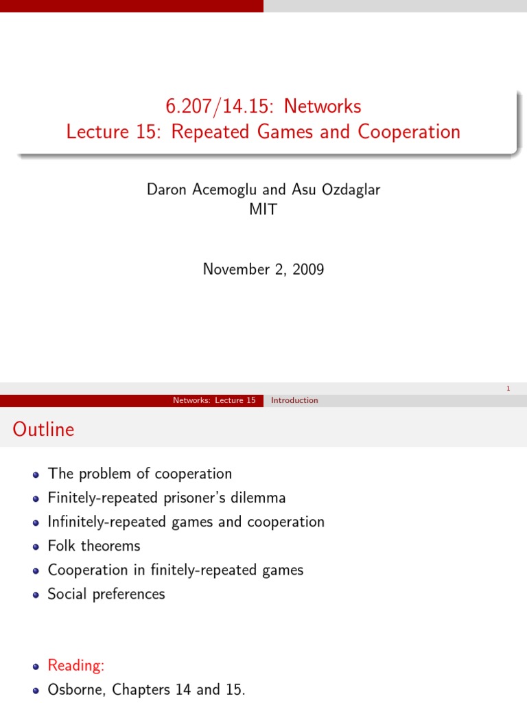 Repeated Games and Cooperation Analysis | PDF | Game Theory | Economics ...