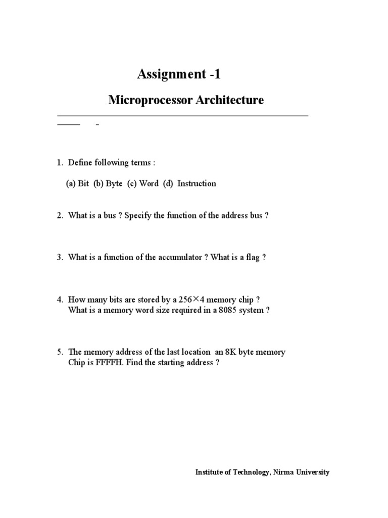 Assignment - 1: Microprocessor Architecture | PDF | Computers