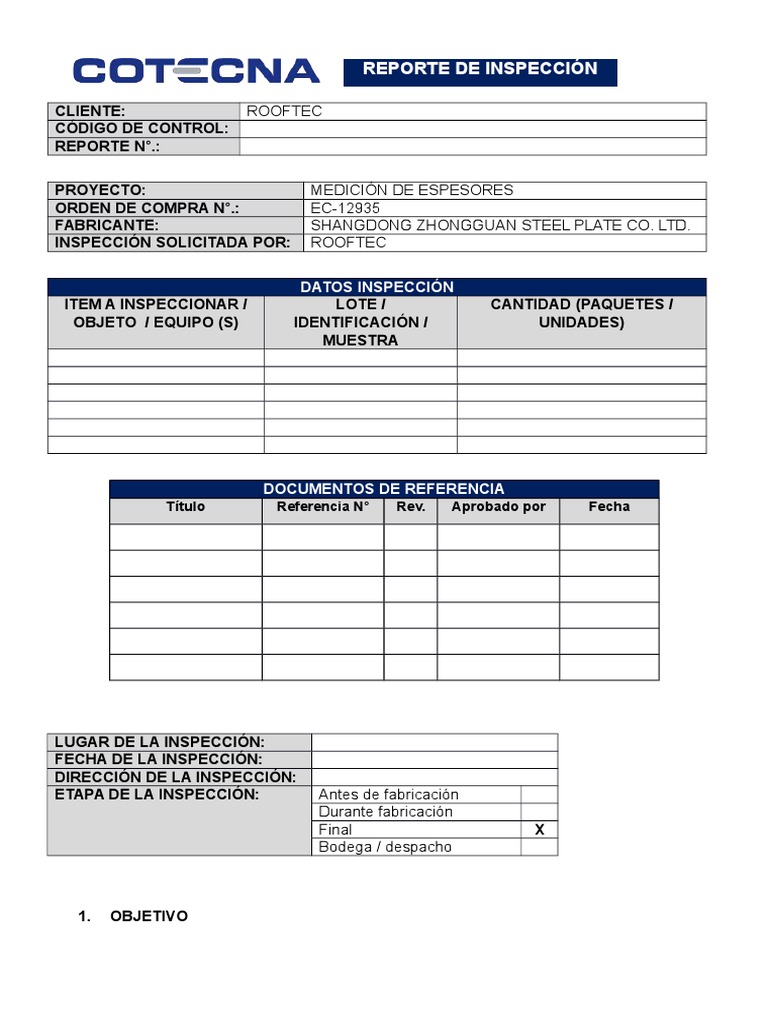 Informe de Inspección de Equipos | PDF