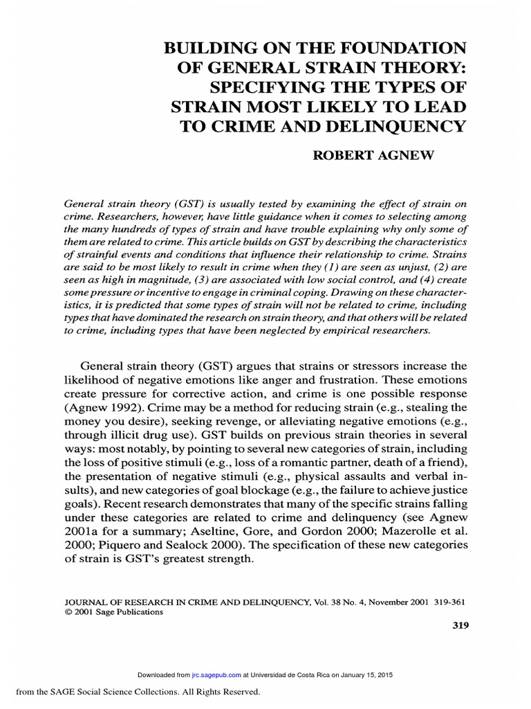 Building On The Foundation of General Strain Theory. | PDF | Deviance ...