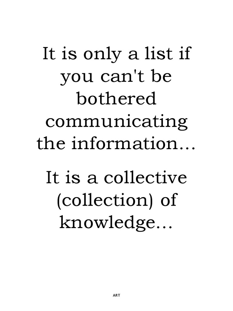 It Is Only A List | PDF