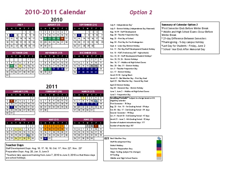 2010 2011 Calendar | PDF | Academic Term | Educational Institutions