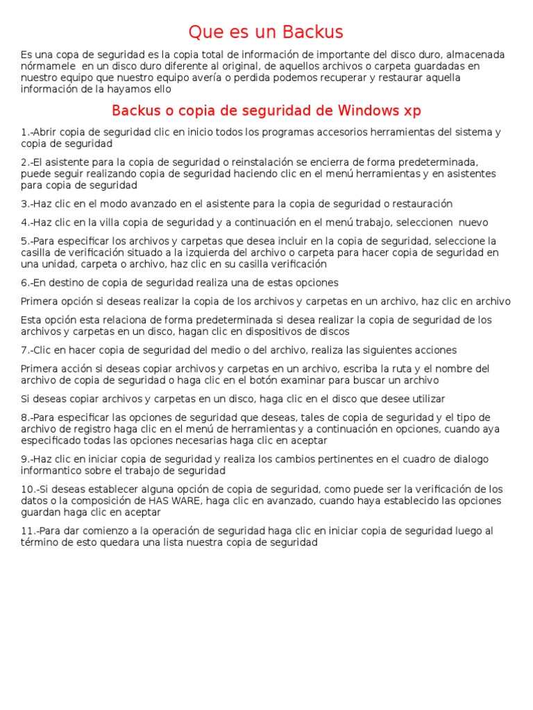 Que Es Un Backus | PDF | Apoyo | Archivo de computadora