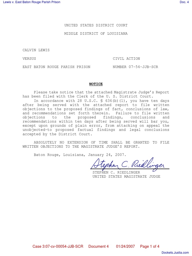 Lewis v. East Baton Rouge Parish Prison - Document No. 4 | PDF ...