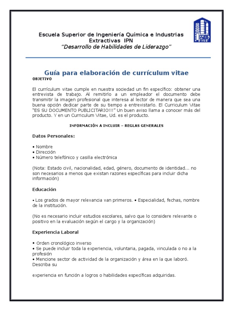 Guía Completa para Crear un CV Efectivo | PDF | Liderazgo | Información